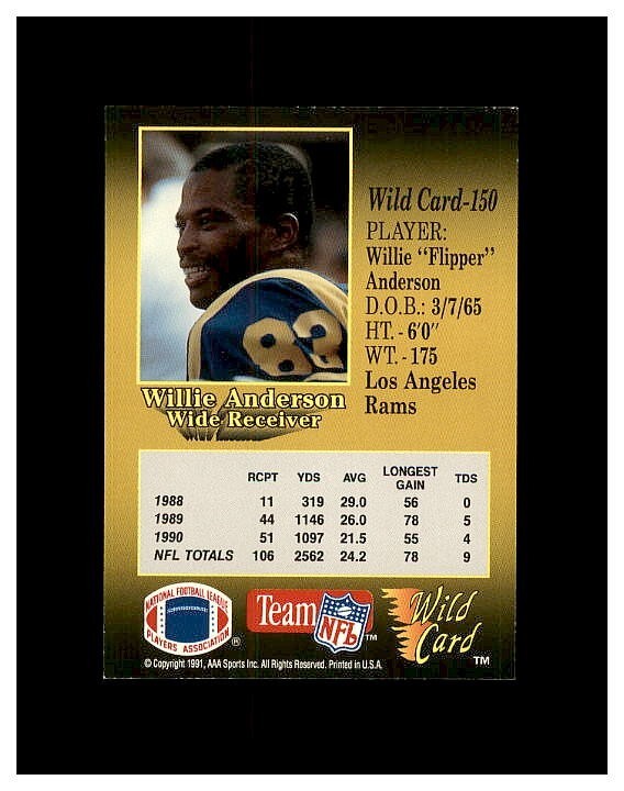 1991 Wild Card Football Card #150 Flipper Anderson | eBay