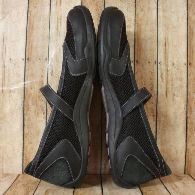 Ahnu Mary Janes Size 8 Black Leather Flats Comfort Shoes Womens Af2587 ...