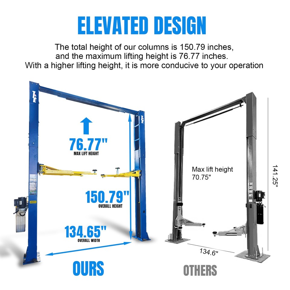 TCE 2 Post Lift 10000lbs 220V Two Post torin Lift extend-height 150.79 ...