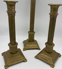 *RARE DESIGN* Set/3 Ornate Detail Antique HEAVY Brass CANDLESTICKS | eBay