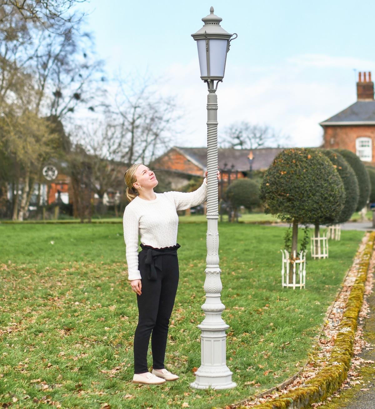 Stunning 2.6m Cast Aluminium Lamp Post Set in Antique Grey | eBay UK