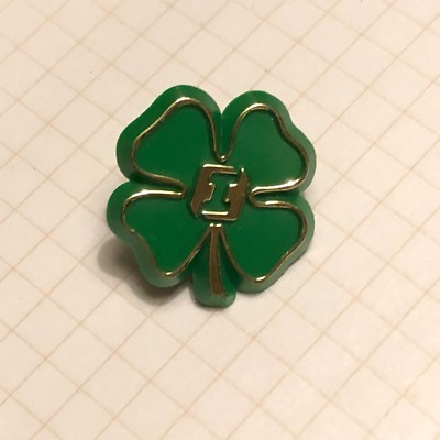 Vintage Green Shamrock Four Leaf Clover Interstate Bank Pinback Pin ...