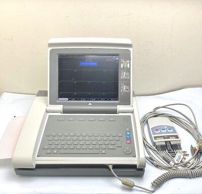 GE MAC 5500 HD COLOUR SCREEN ECG ELECTROCARDIOGRAPH EKG MACHINE + 12 ...