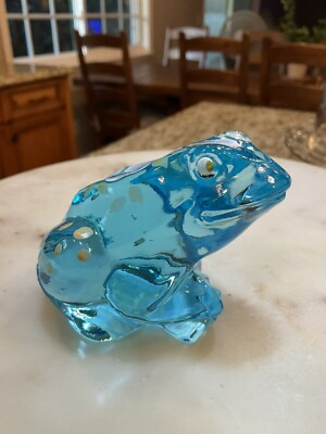 Vintage Fenton Art Glass Frog Blue Hand Painted Signed & Original ...