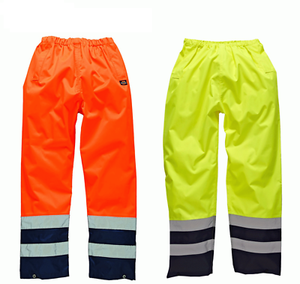 HI VIZ WATERPROOF RAIN OVER TROUSERS MENS ELASTICATED HIGH VIS ...
