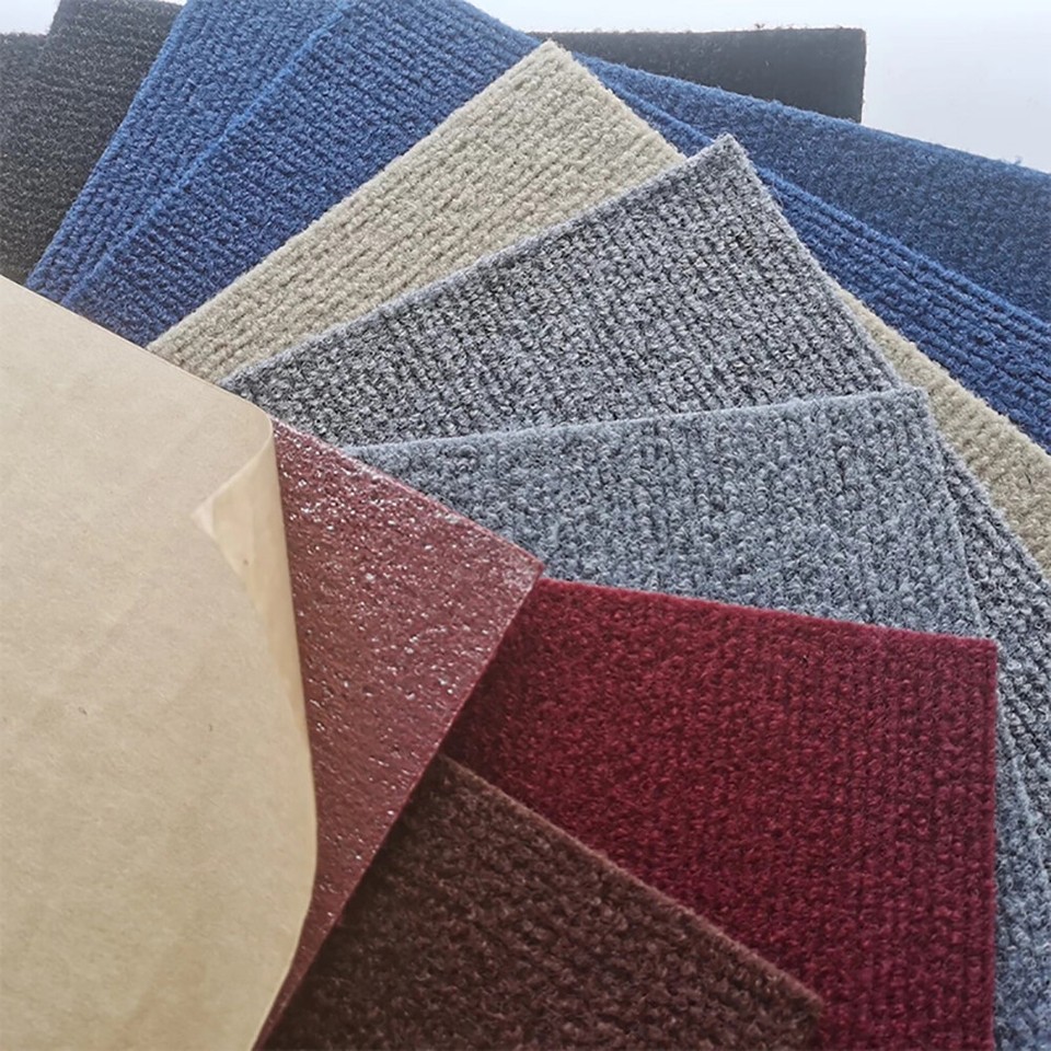 12/24pcs Ribbed Flooring Carpet Tiles Peel & Stick Commercial Carpet ...