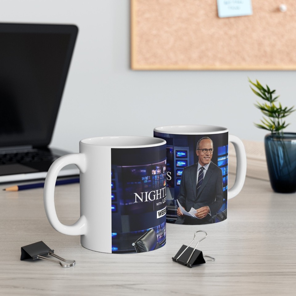 NBC Nightly News Mug 11oz Ceramic Coffee Cup Lester Holt TV Show Gift ...