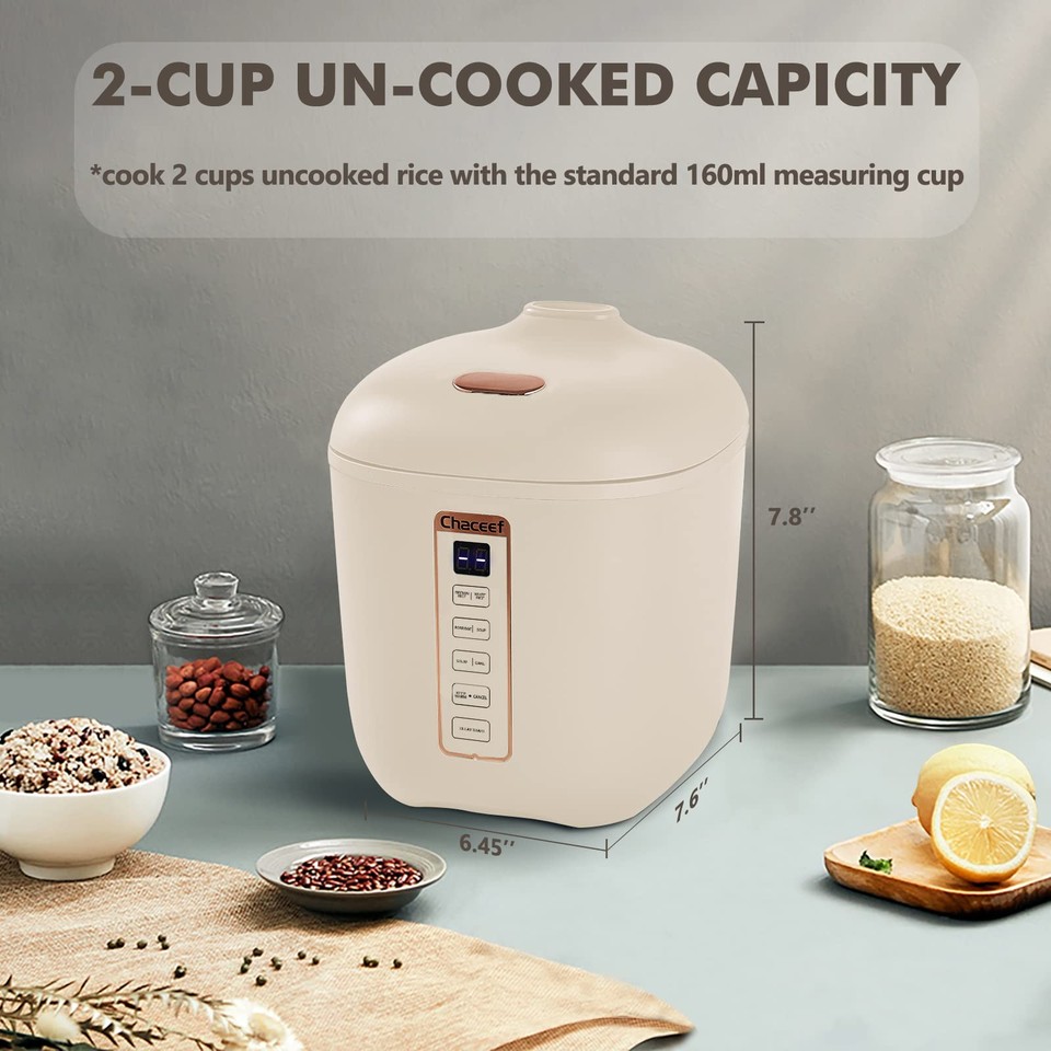 CHACEEF Mini Rice Cooker 2 Cups Uncooked 1.2L Rice Cooker Small ...