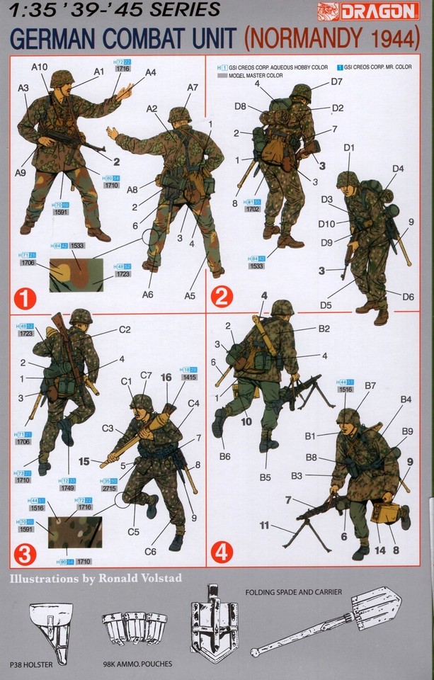 Dragon 1/35 6003 WWII German Combat Unit (Normandy 1944) (4 Figures) | eBay