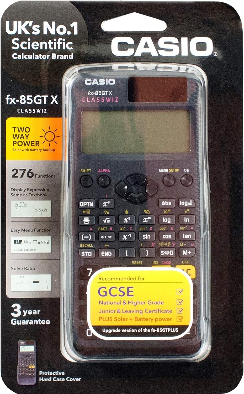 Casio FX-85GTX Scientific Calculator - Black | With solar panel ...