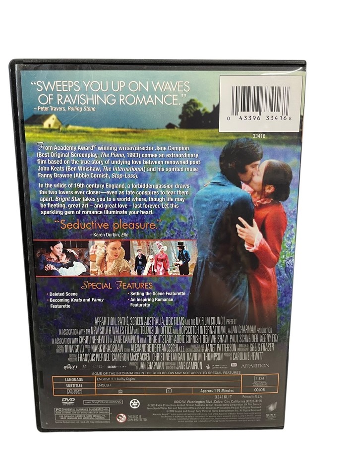 Bright Star DVD 2009 Romance Abbie Cornish Ben Whishaw Jane Campion | eBay