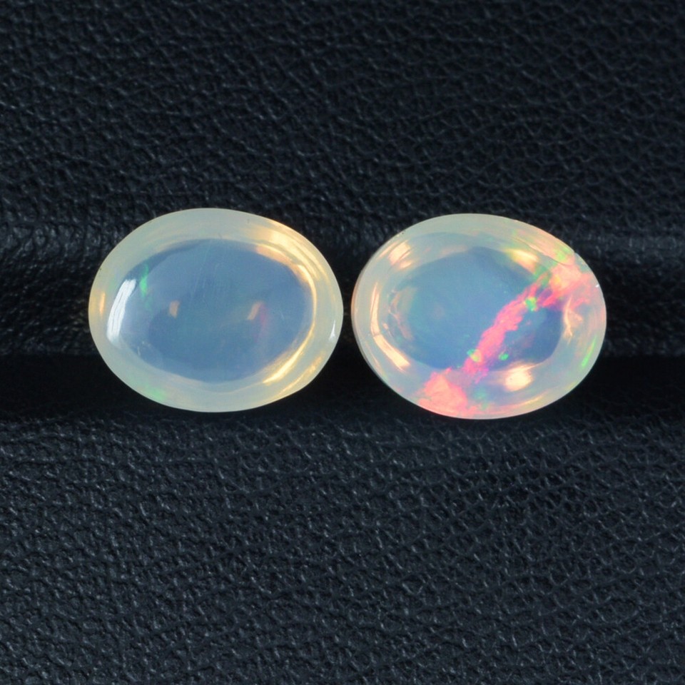 4.04Cts Color Full Ultra Fire Natural Ethiopia Opal 10 x 8 Oval Pair ...