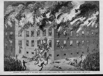 MINNESOTA ST. PETER INSANE ASYLUM HOSPITAL PATIENTS INMATE ESCAPE FIRE ...