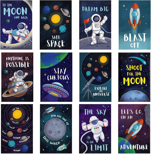 12 Pack Outer Space Posters for Classroom Decor, Kid'S Room Decorations ...