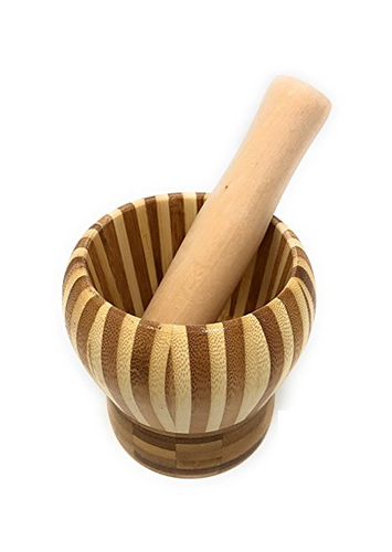 Mortier Pilon Manuel 11.5x10 CM Bambou Bois Pour Pesto Épices Dfh | eBay