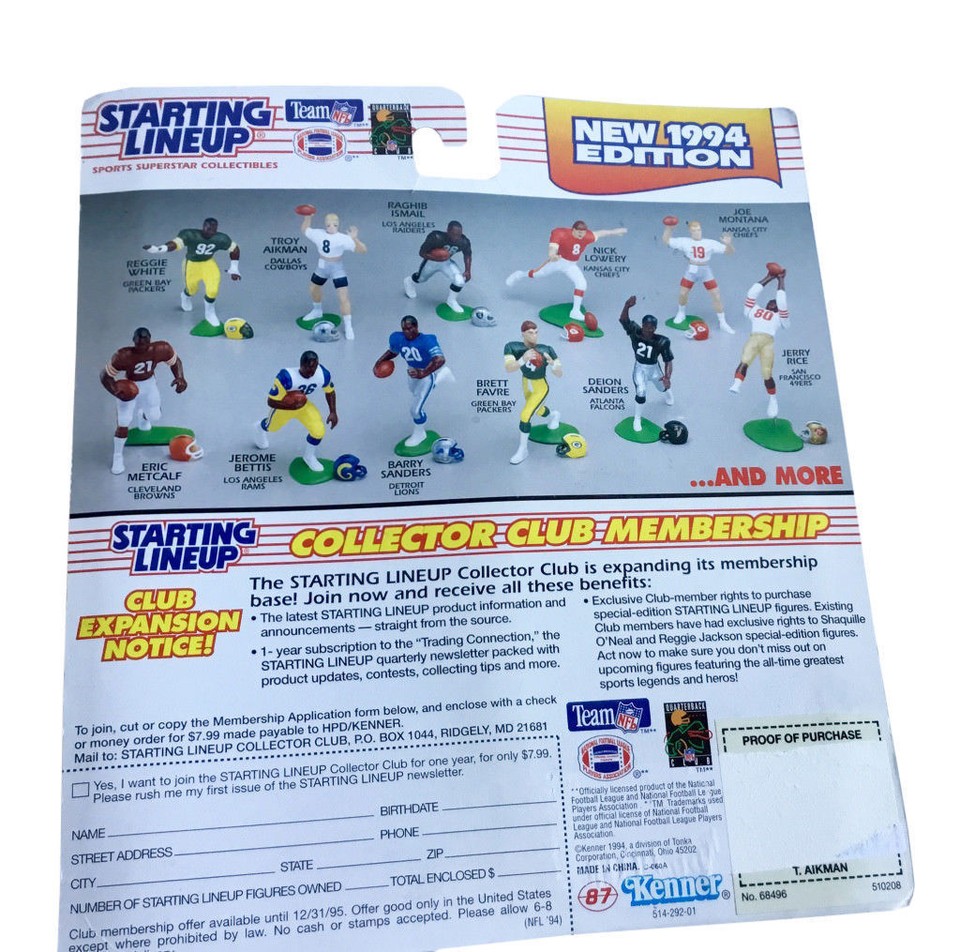 NFL Starting Lineup SLU Troy Aikman Action Figure Dallas Cowboys 1994 ...