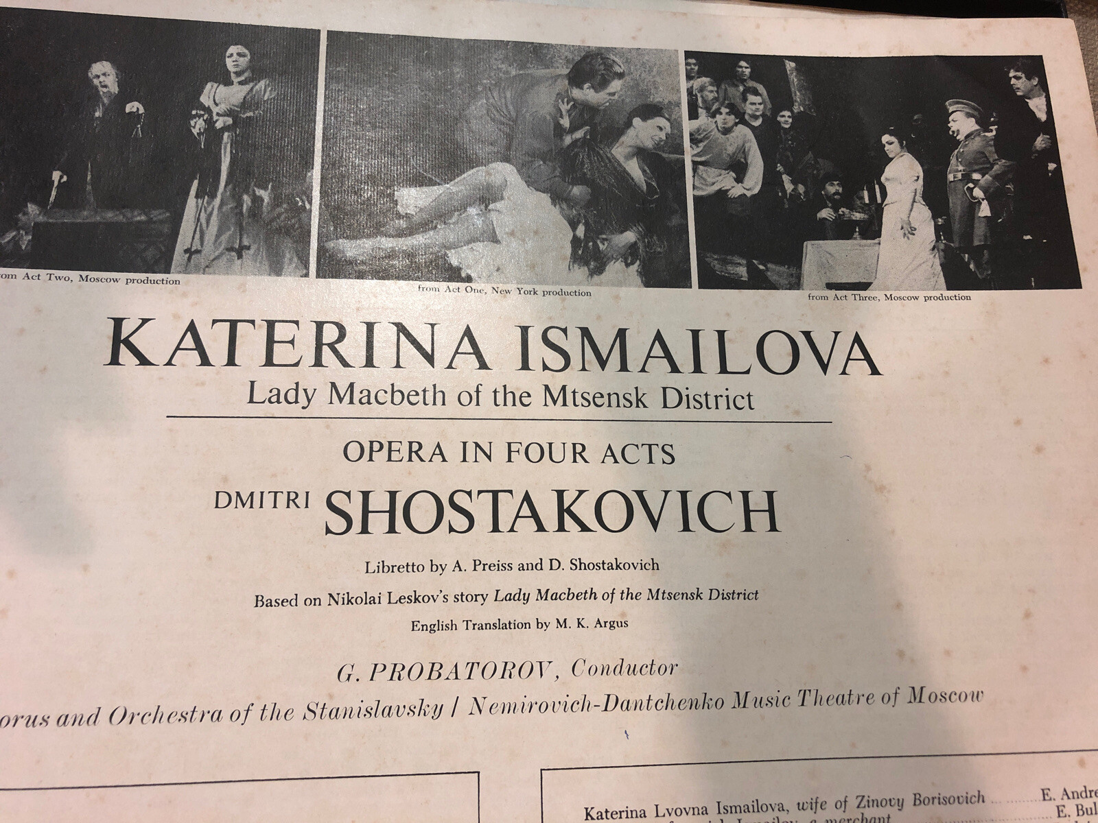 PROVATOROV SHOSTAKOVICH katerina Ismailova classical 3 In box- Opera In ...