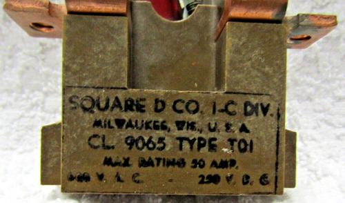 👍 SQUARE D 50 AMP OVERLOAD RELAY SWITCH 600 VAC 250 VDC TYPE T01 CL9065 ...