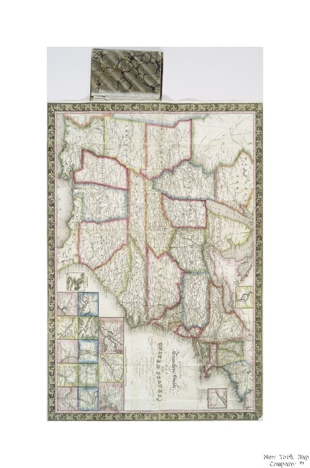 1845 Map of New York Ensign's Travellers' guide and Map of the United ...