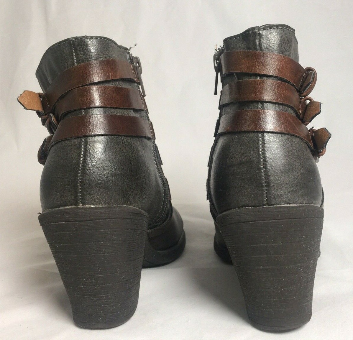 Sofft Ankle Boots Womens 8.5 Heels Brown Zip Booties Eurosoft Strappy ...