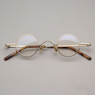 Vintage Small Round RX Glasses Retro Metal Full rim Eyeglass Frames 34 ...