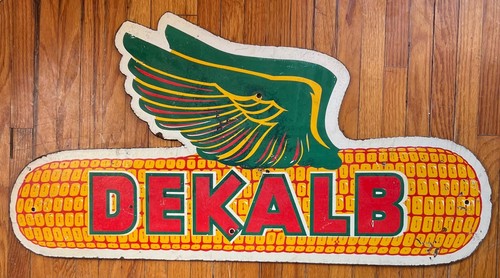 Vintage 1940s-50s masonite Dekalb sign original Arlie Pearce marked AP ...