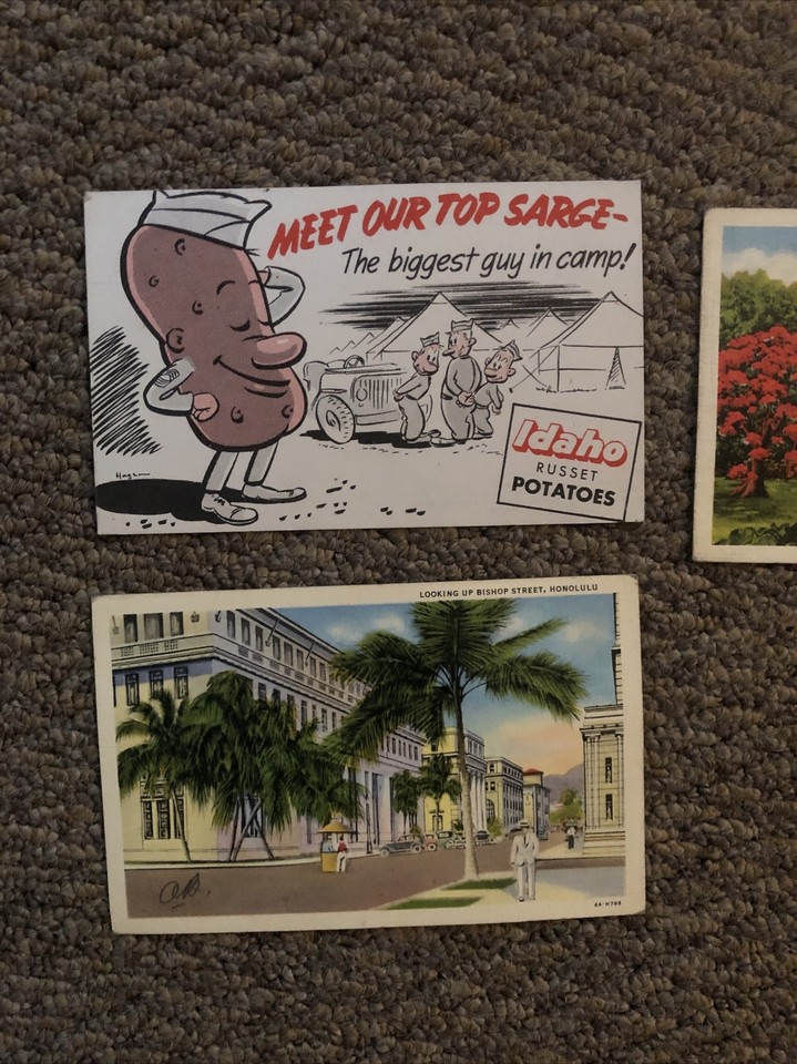 USA POSTCARD 1943 & 1944 rare cancel WWII military APO mail Hawaii ...