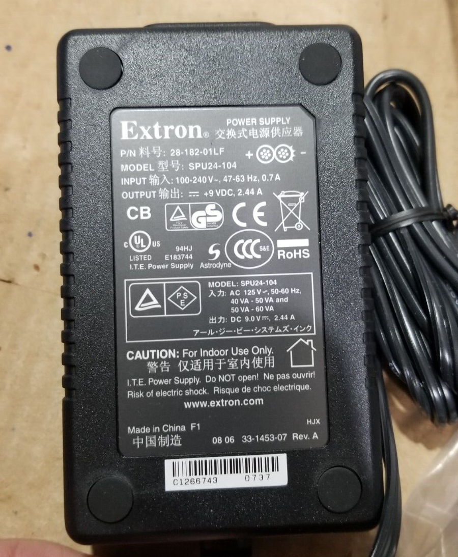 Extron Power Supply P/N 28-182-01LF - 9VDC / 2.44A for sale online | eBay