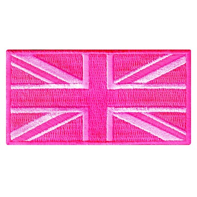 PINK BRITISH FLAG PATCH UNION JACK ENGLAND UK embroidered iron-on GREAT ...