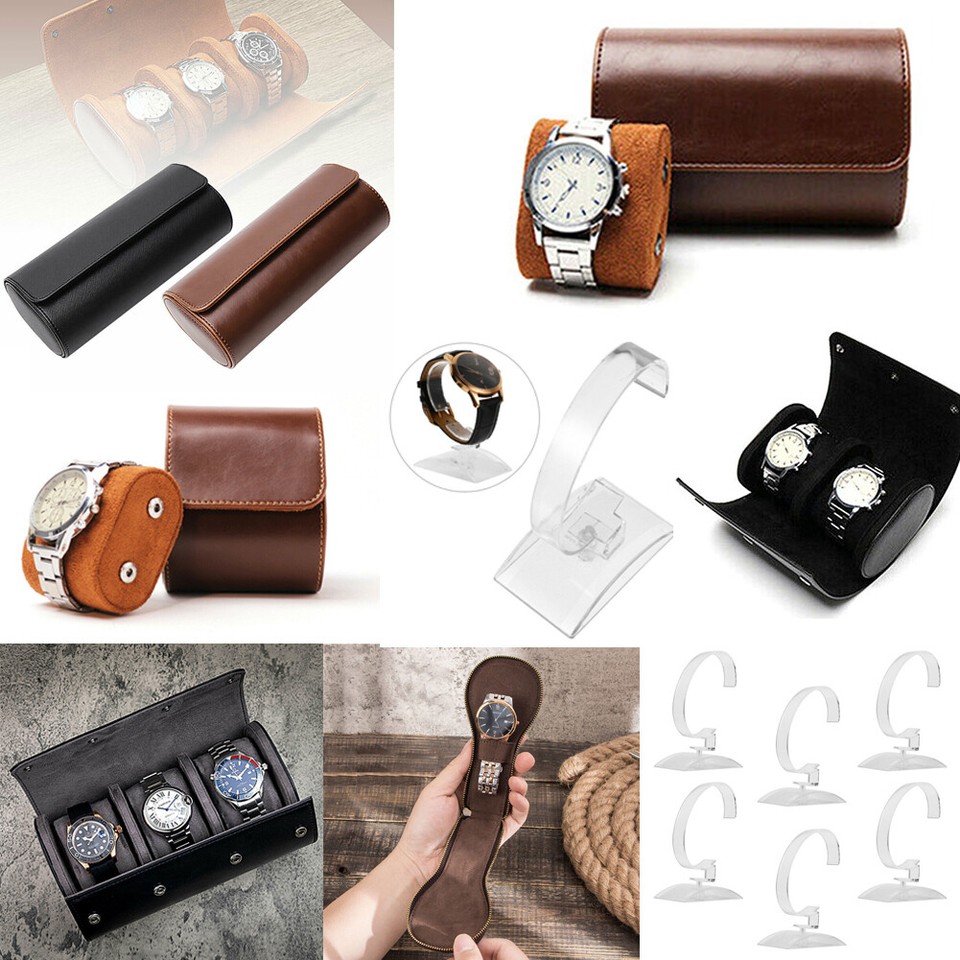 Watch Roll Travel Case Portable Leather Display Watch Jewelry Storage ...
