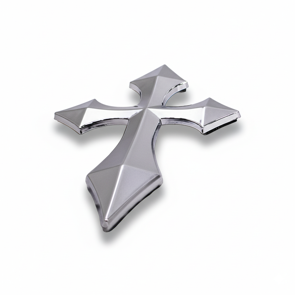 Pointed Cross Chrome Emblem Decal For Cars, Trucks, and All Auto ...