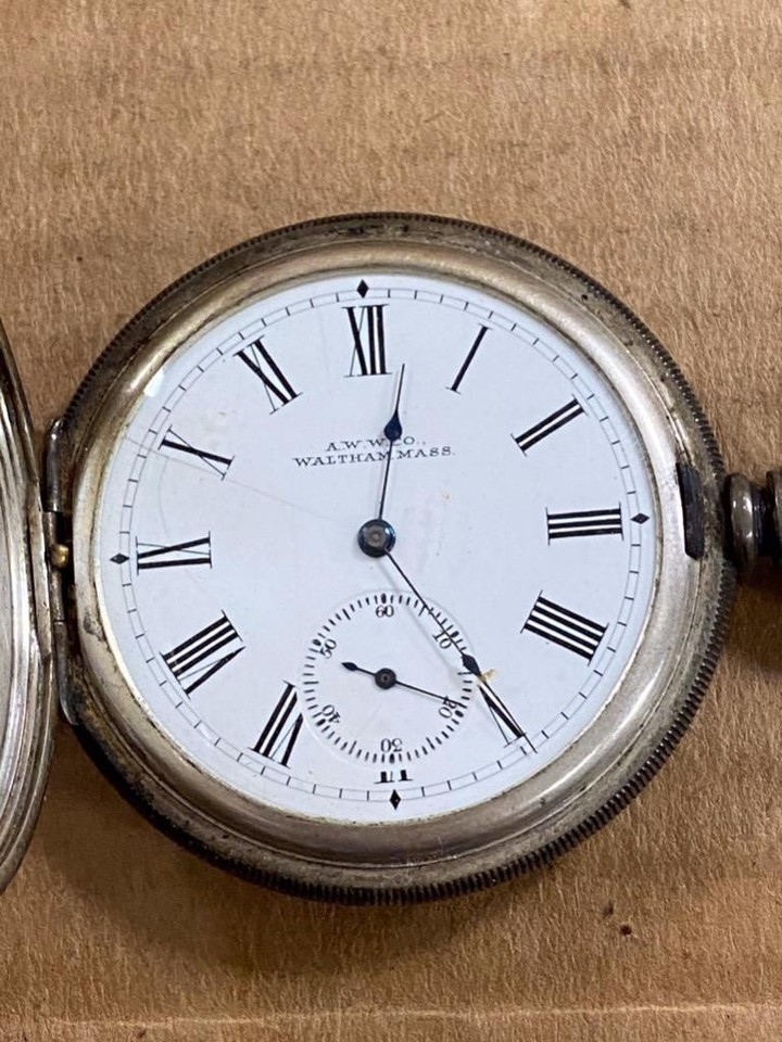 ANTIQUE A.W.W. CO. WALTHAM MASS STERLING SILVER POCKET WATCH. | eBay