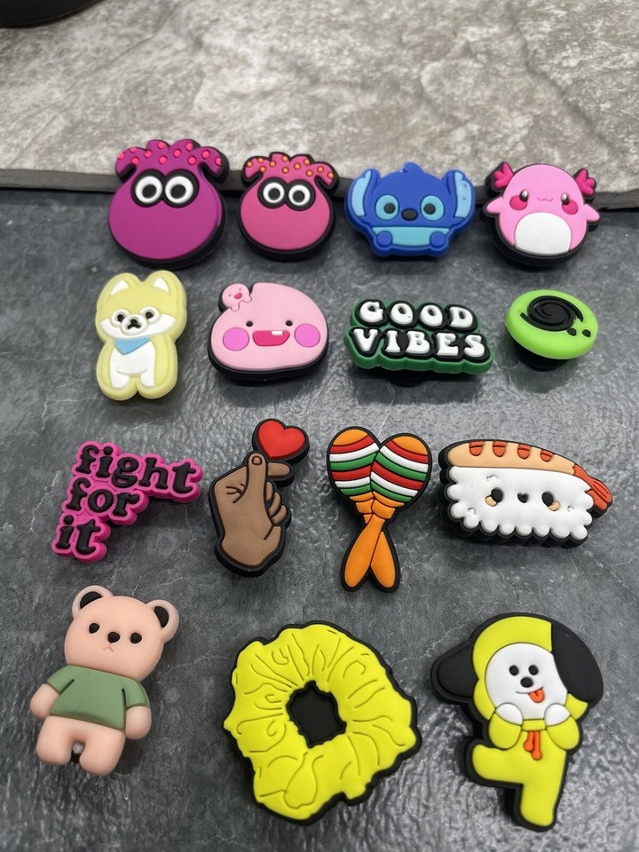 15 PC 1” Cartoon Assorted Shoe Decoration Charms-Clogs Jigs Bubble ...