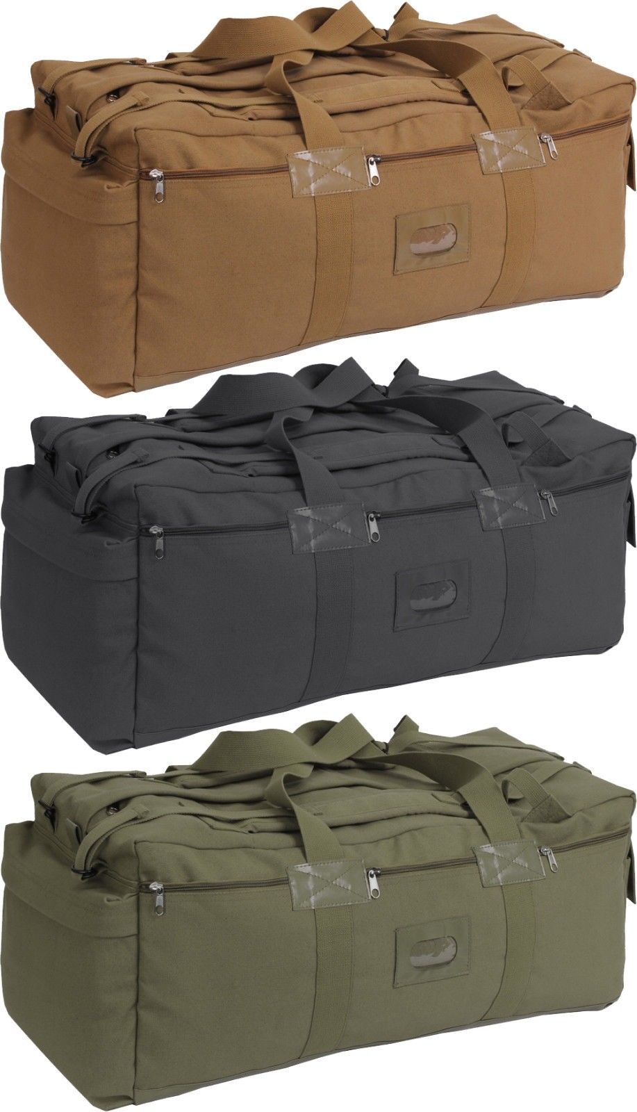 Tactical Canvas Duffle Bag & Backpack, Israeli IDF Mossad Double Strap ...