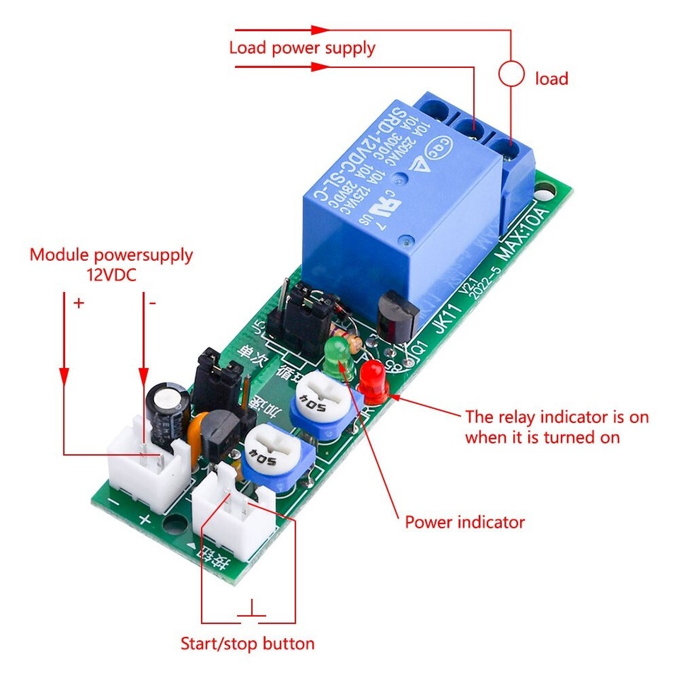12V Infinite Cycle Delay Time Timer Relay Turn ON OFF Switch Loop ...