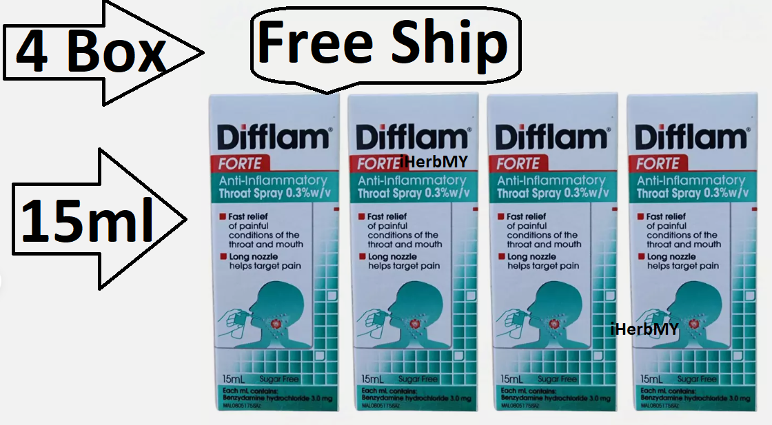 4 X Difflam Forte 15ml Anti-Inflammatory Throat Spray For Fast Pain ...