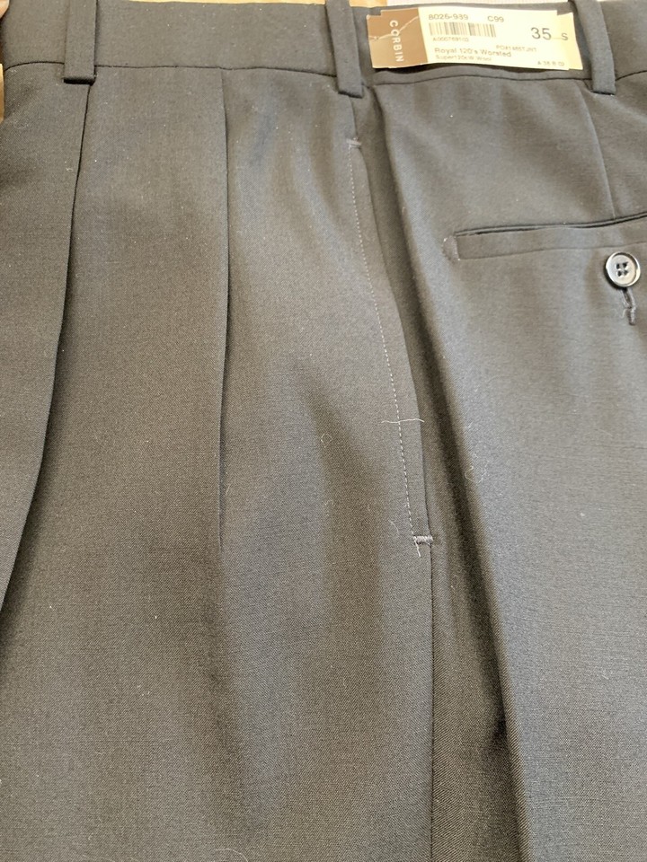 TROUSERS 35-S MEN’S BLACK ROYAL 120’s WORSTED SUPER 120s W. WOOL by ...