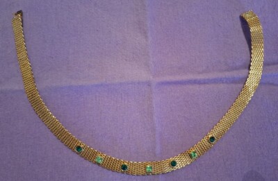 Marc Lubera Collier Halsband ungetragen mit 7 Grünen Facettierten ...