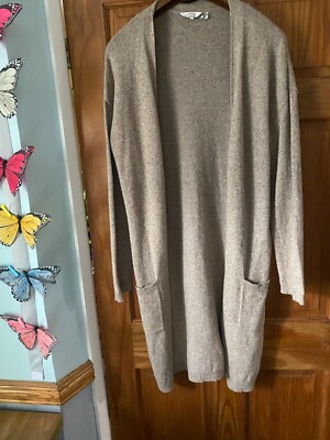 Fat Face beige speckled cotton mix long sleeve long Cardigan Size 14 ...