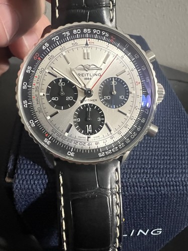 2022 Breitling Navitimer B01 Chronograph 43mm Silver Dial AB0138241G1P1 | eBay