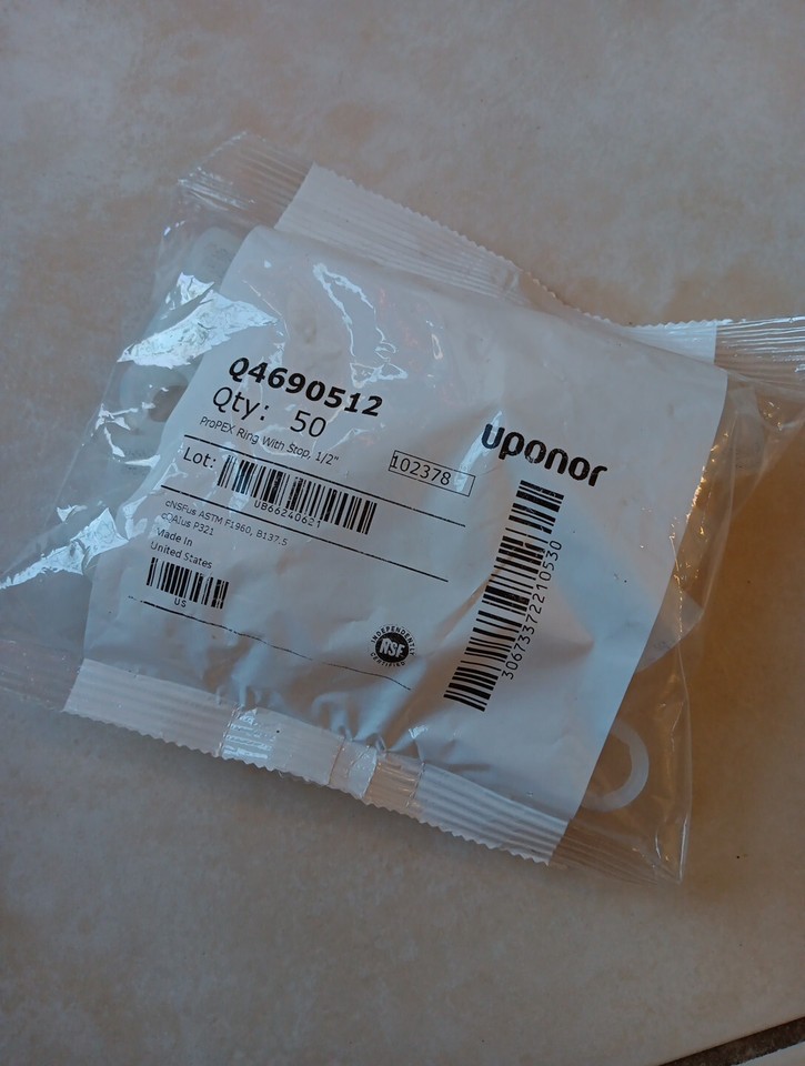 Uponor Q4690512 ProPEX 1/2 in Plastic PEX Expansion Ring with Stop, PK ...