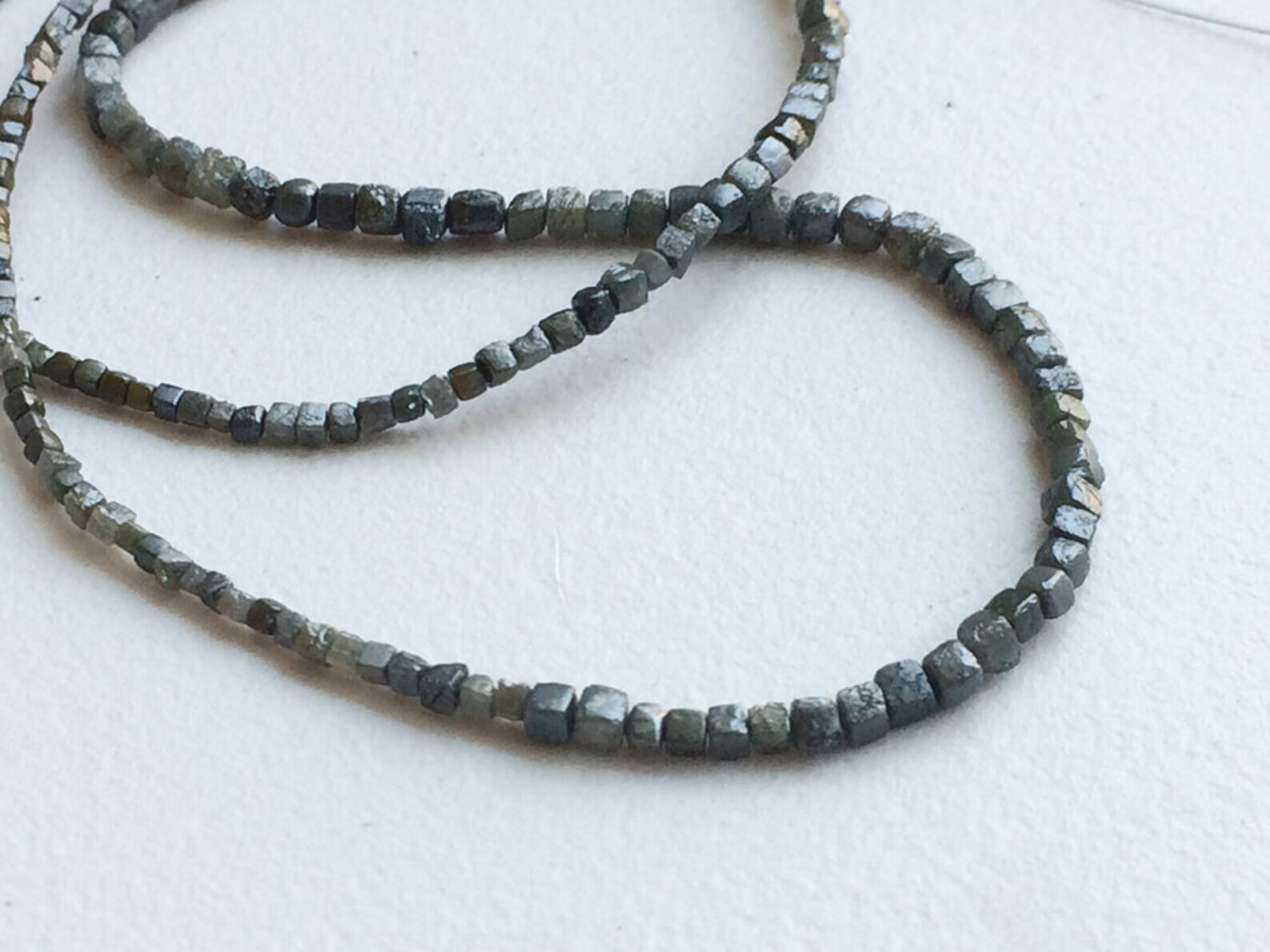 1-2mm Dark Grey Diamond Box Cubes Drilled diamond For Necklace (3.5IN ...