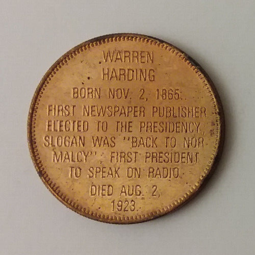 Warren Harding 29th President Coin Medal Token 26mm | eBay