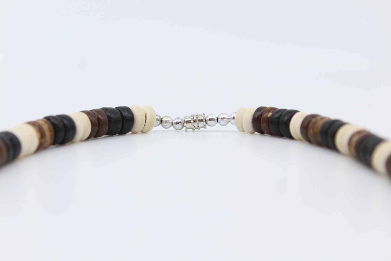 Coconut Shell Necklace (Thick) - 20", Beige, Black, & Dark Brown Shell ...