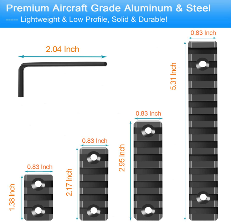 MLOCK Picatinny Rails Section for MLOK System 3 5 7 13 Slots Aluminum M ...