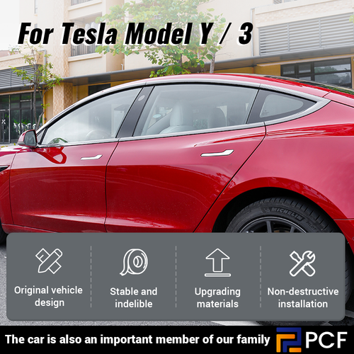 PCF Silver Real Carbon Window Molding Cover Trim Fits 2017-2023 Tesla ...