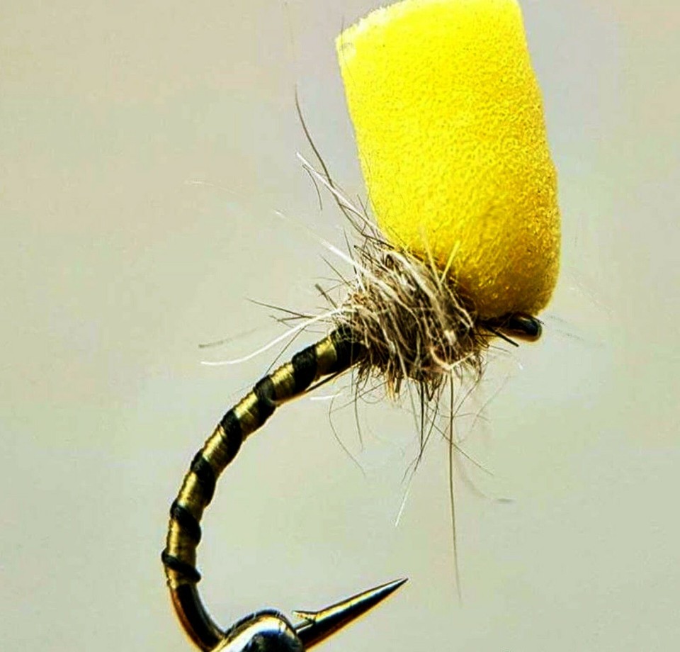 6 x Yellow Owl Foamhead Trout Buzzers Trout Fishing Flies Emergers ...