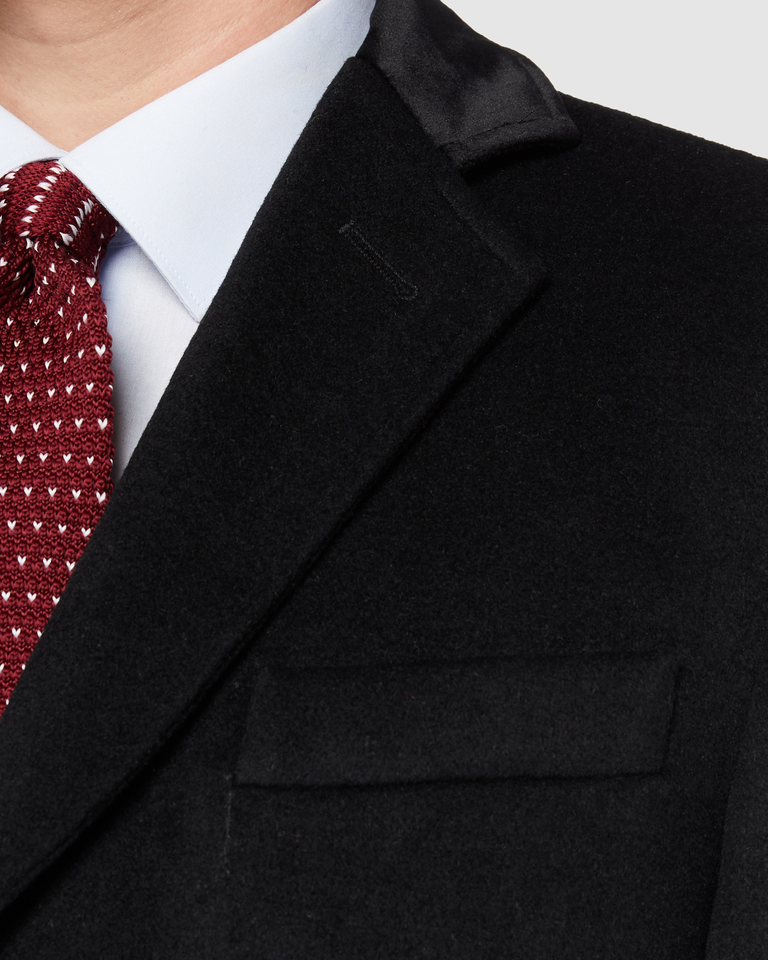 The Platinum Tailor Mens Wool Cashmere Covert Overcoat Black Velvet ...
