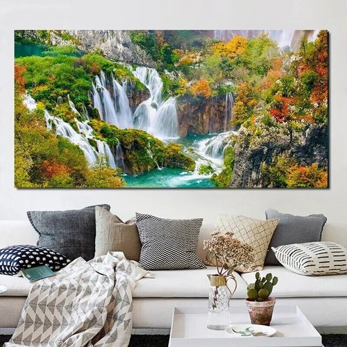 Waterfall Landscape Canvas Art Painting Print Wall Decor Canvas Poster ...