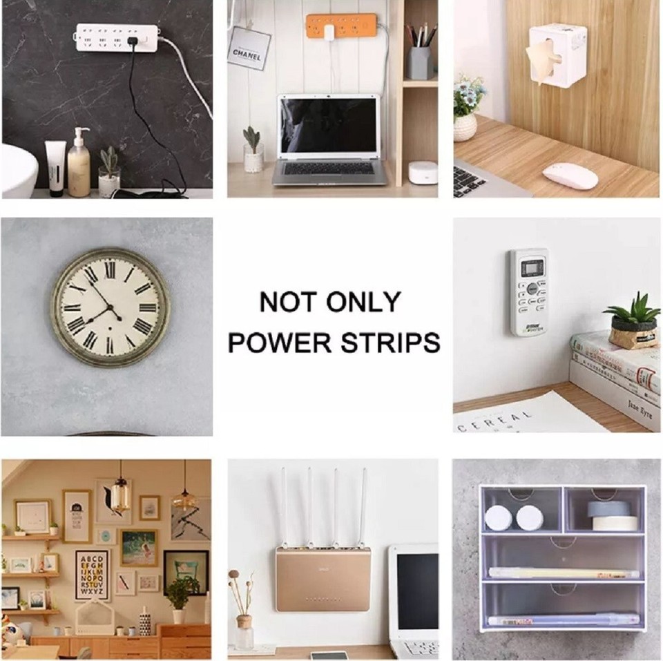 4-Pack Power Strip Holder Wall Mount Self Adhesive Cable Organizer Rack ...
